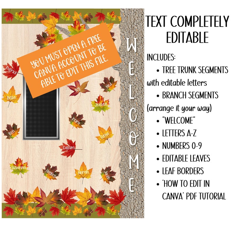 Fall Classroom Door Display Editable Classroom Welcome Wall - Etsy