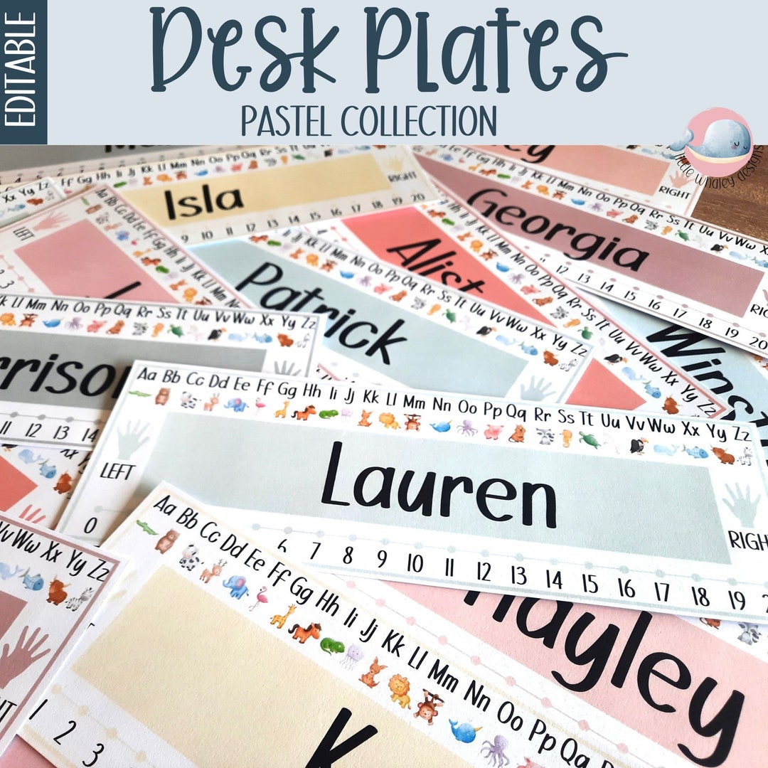 Pastel Student Desk Name Plates: Alphabet & Numbers (digital Download ...