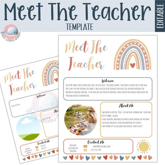 Boho Rainbow Meet the Teacher Template Meet the Teacher Edit - Etsy ...