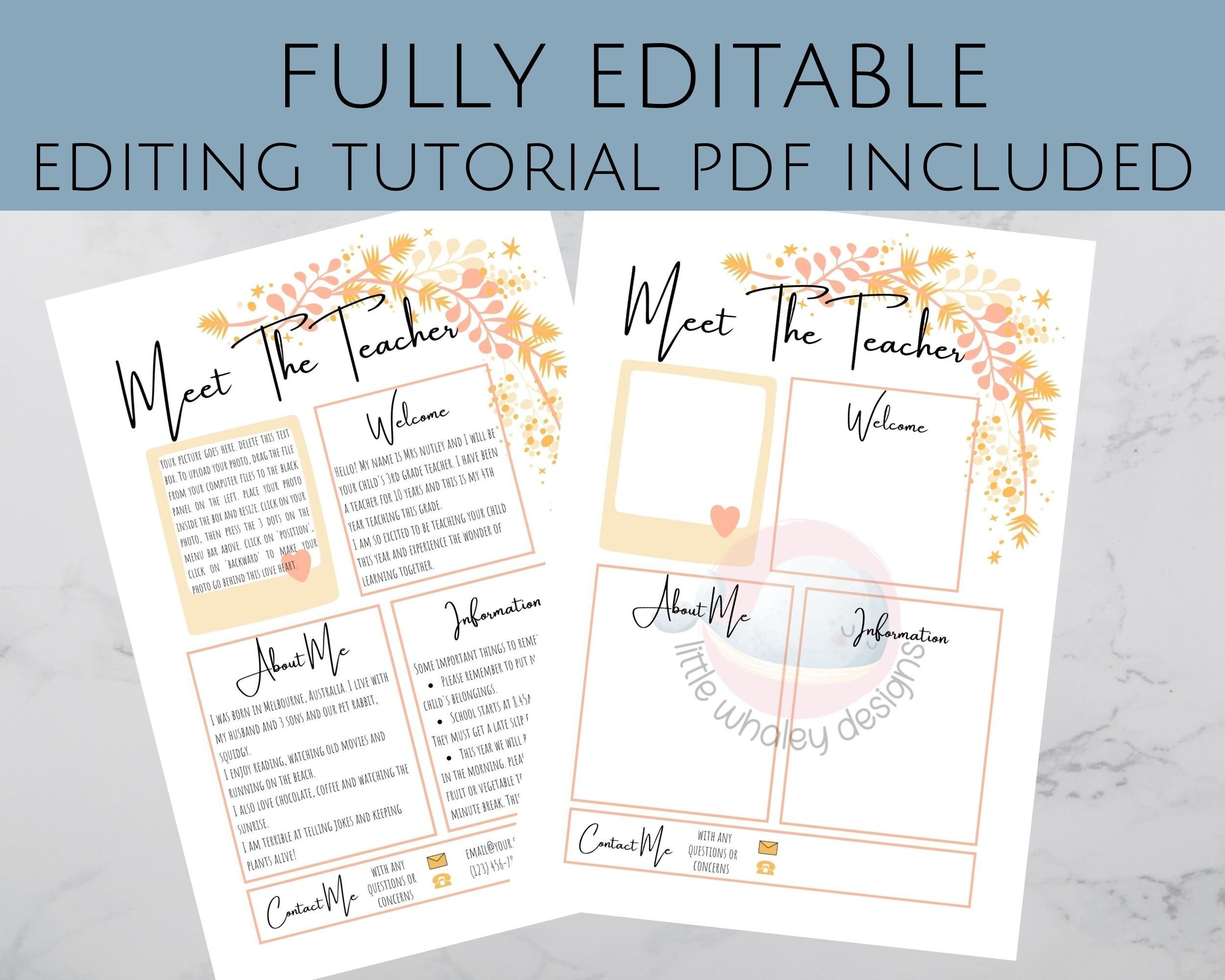 Editable Meet the Teacher Template Printable Teacher Handout - Etsy ...