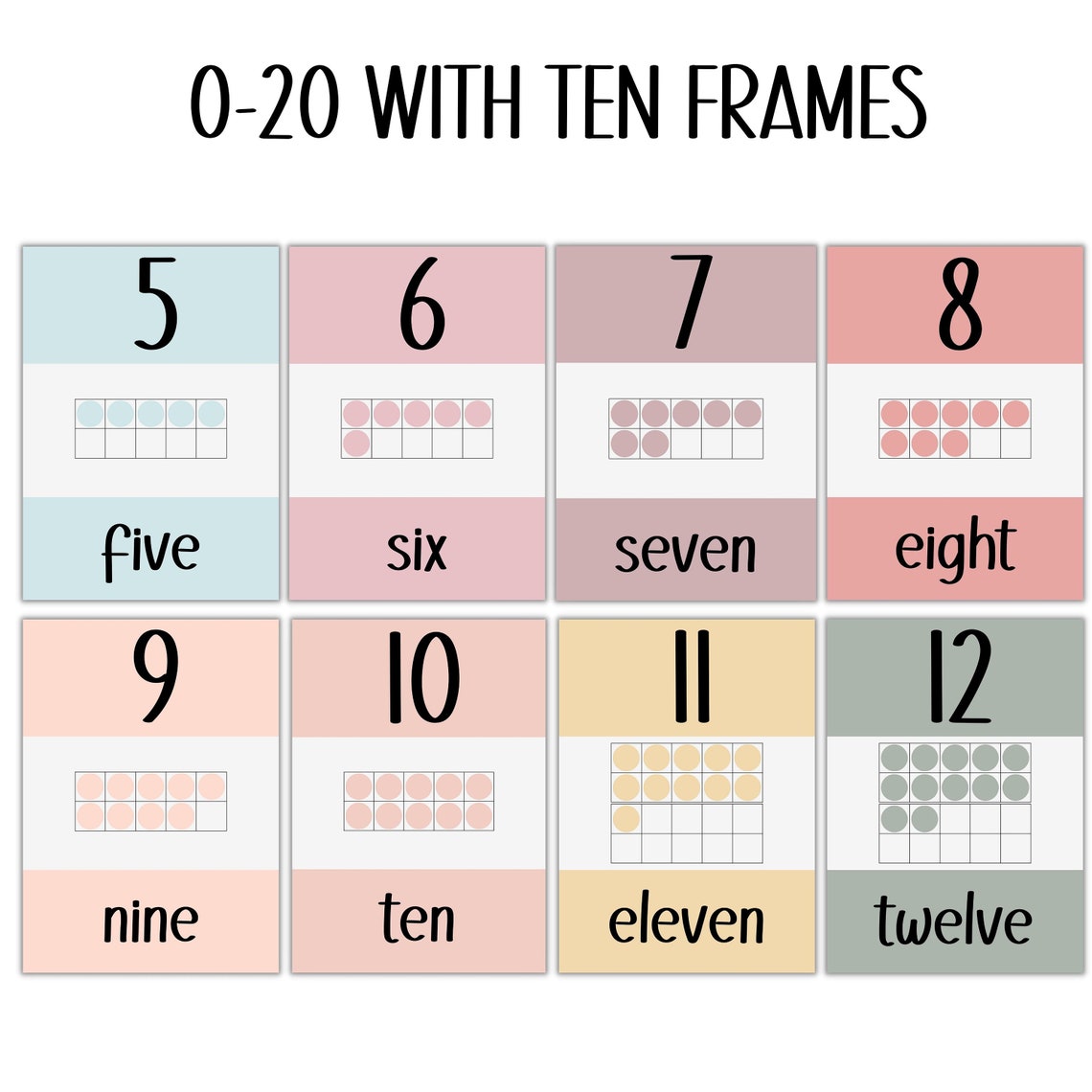 Pastel 0-20 Number Display Posters, Ten Frame Posters, Tally Mark ...