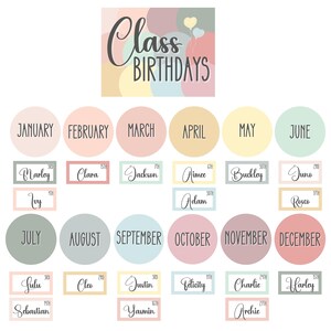 Pastel Class Birthday Chart Class Birthday Display Student - Etsy