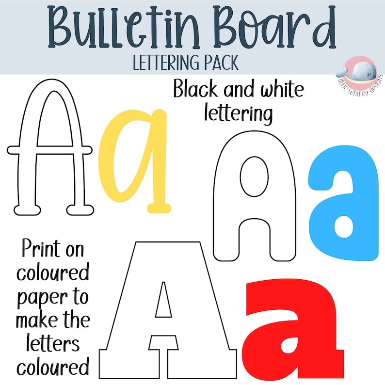 Printable Bulletin Board Lettering Pack: Blackline Classroom Decor ...