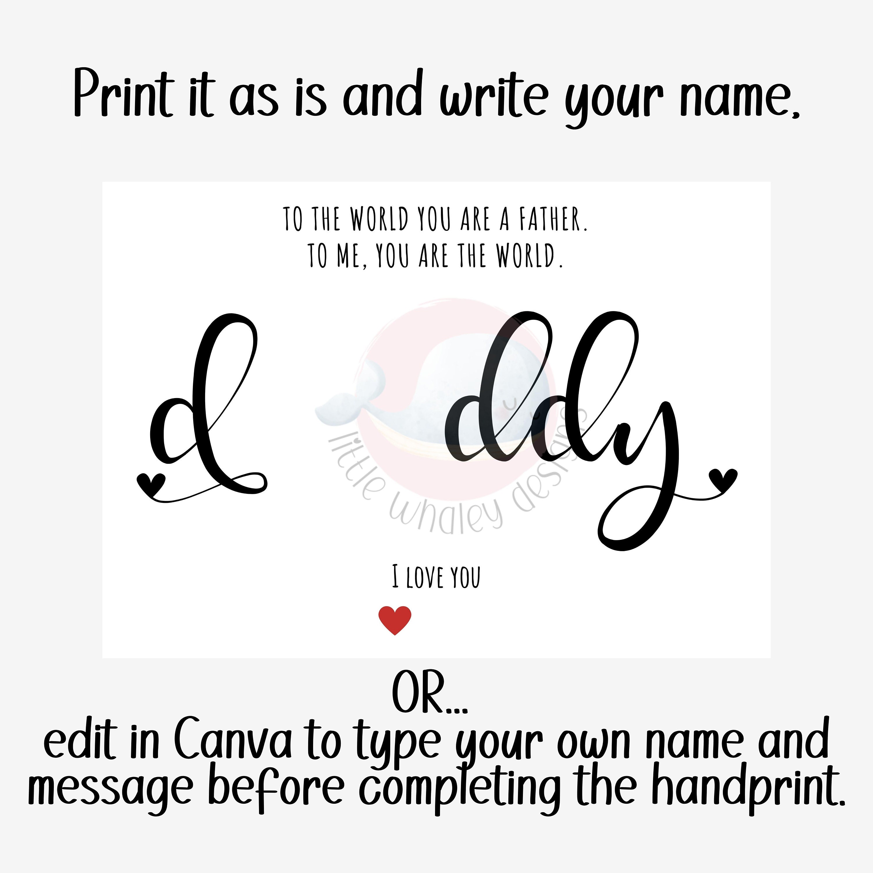 Daddy Handprint Editable, Father's Day Gift First Time Dad, Preschool ...