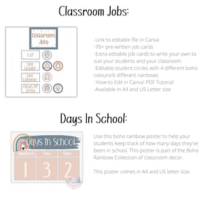 Boho Rainbow Classroom Decor Bundle: Editable Printables (digital ...