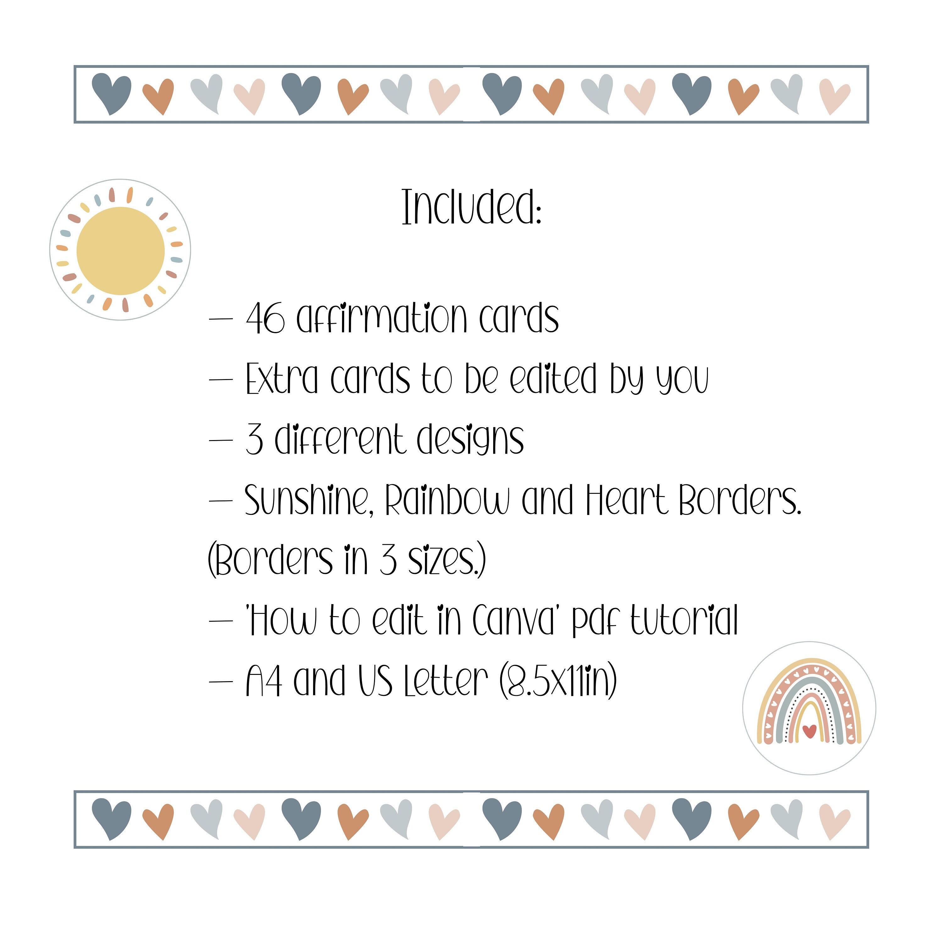 Boho Rainbow Affirmation Station Bundle, Printable Affirmation Cards ...