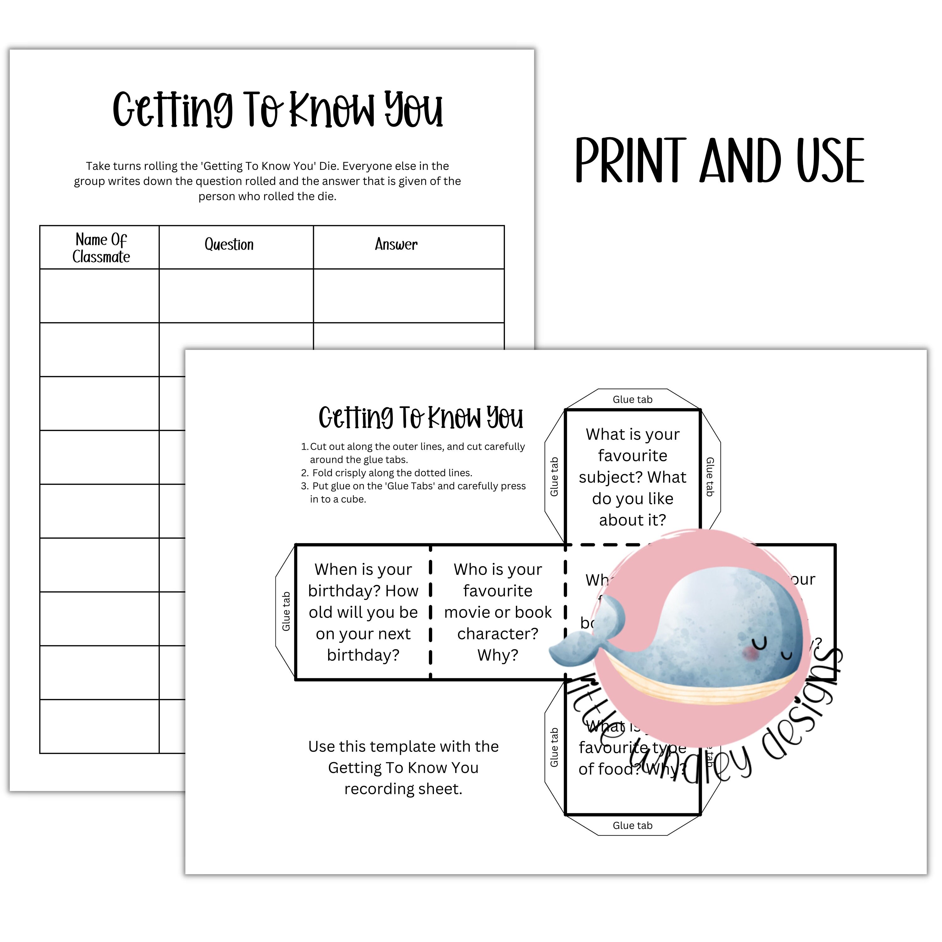 First Day Getting to Know You Activities Ice Breaker Activity - Etsy