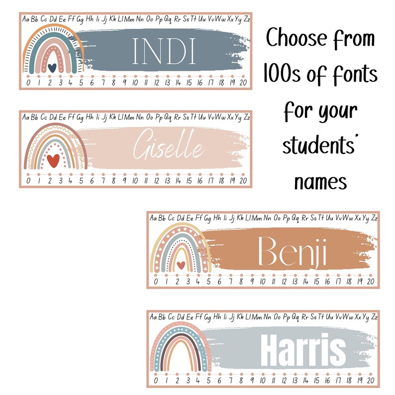 Boho Rainbow Student Desk Plates Student Name Cards Student - Etsy