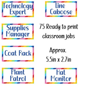 Editable Classroom Jobs Chart: Bright Collection (digital Download) - Etsy