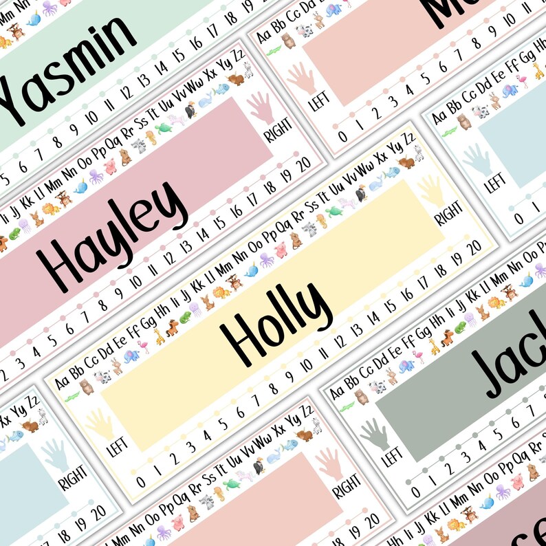 Pastel Student Desk Name Plates: Alphabet & Numbers (digital Download ...