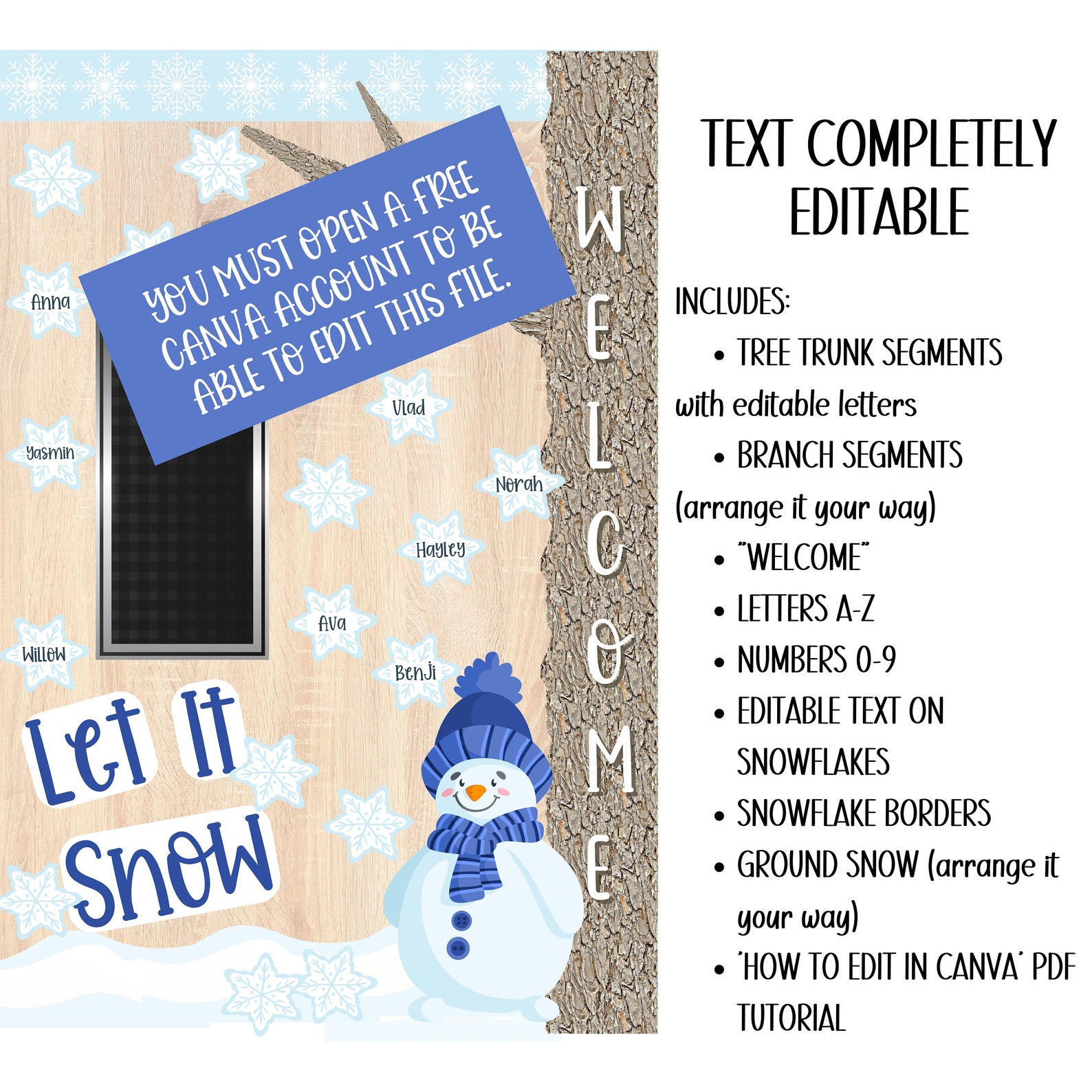 Winter Classroom Door Display: Editable Forest Decor (digital Download ...