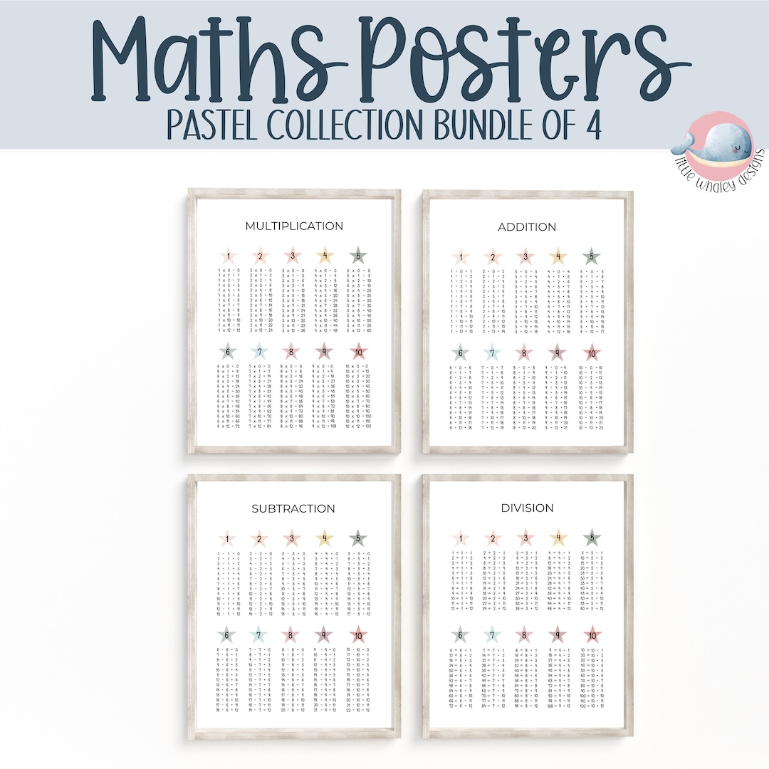 Maths Posters, Multiplication Chart, Division Poster, Subtraction ...