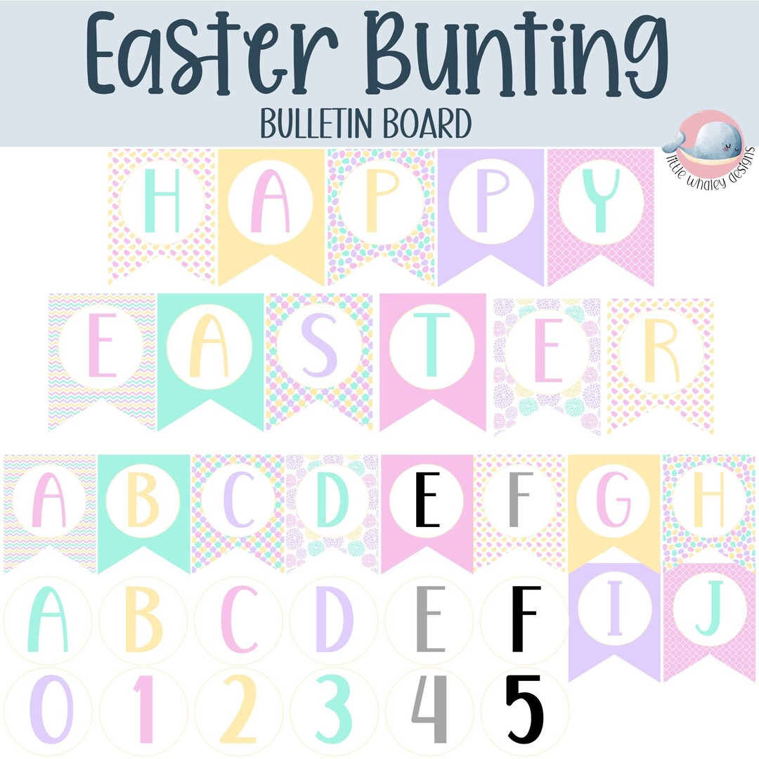 Easter Bulletin Board Bunting, Easter Bunting Bulletin Board Lettering ...