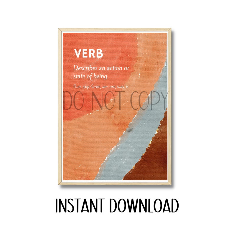 Parts of Speech Posters: Earthy Classroom Grammar Art (digital Download ...