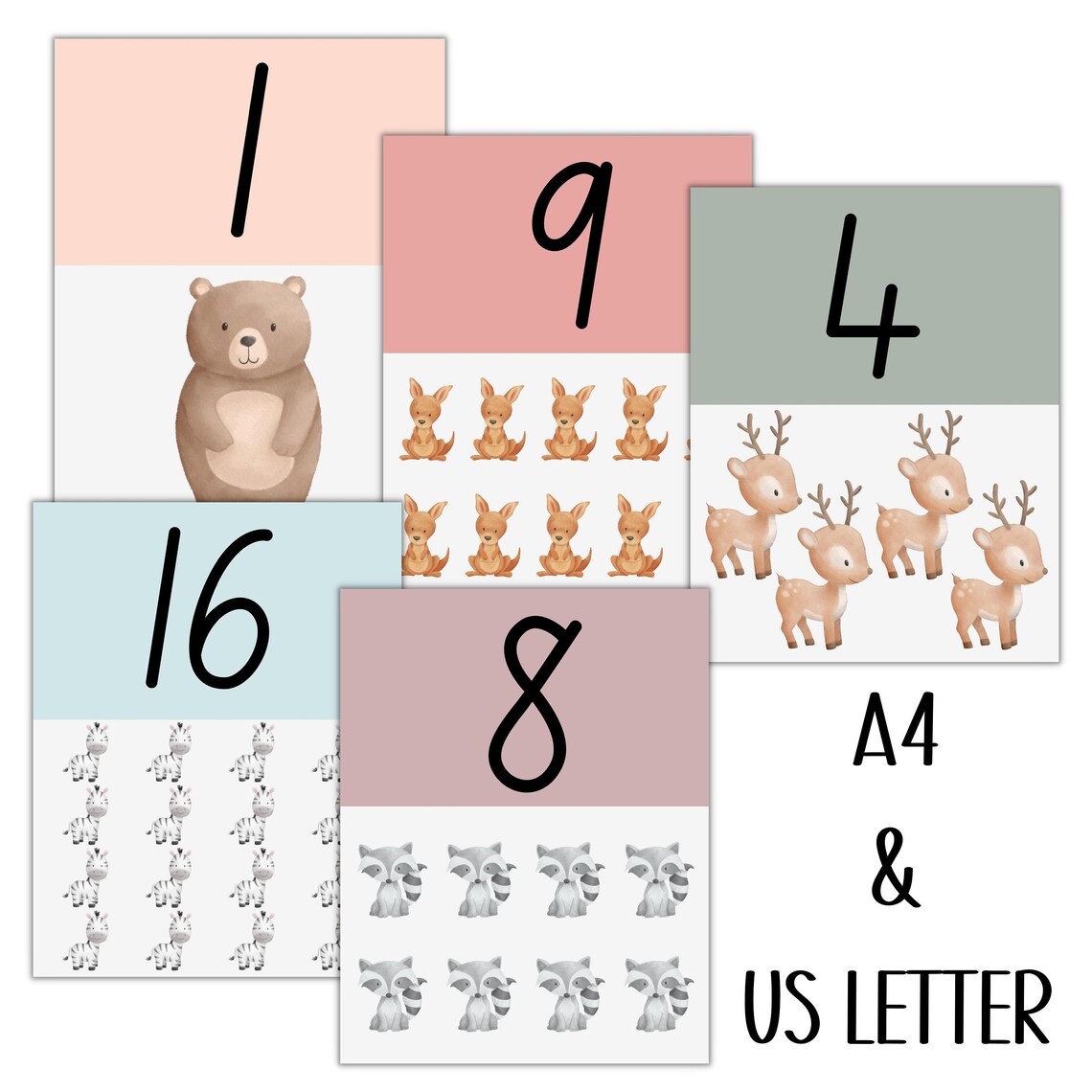 Boho Classroom Number Posters Pastel Rainbow Number Posters - Etsy