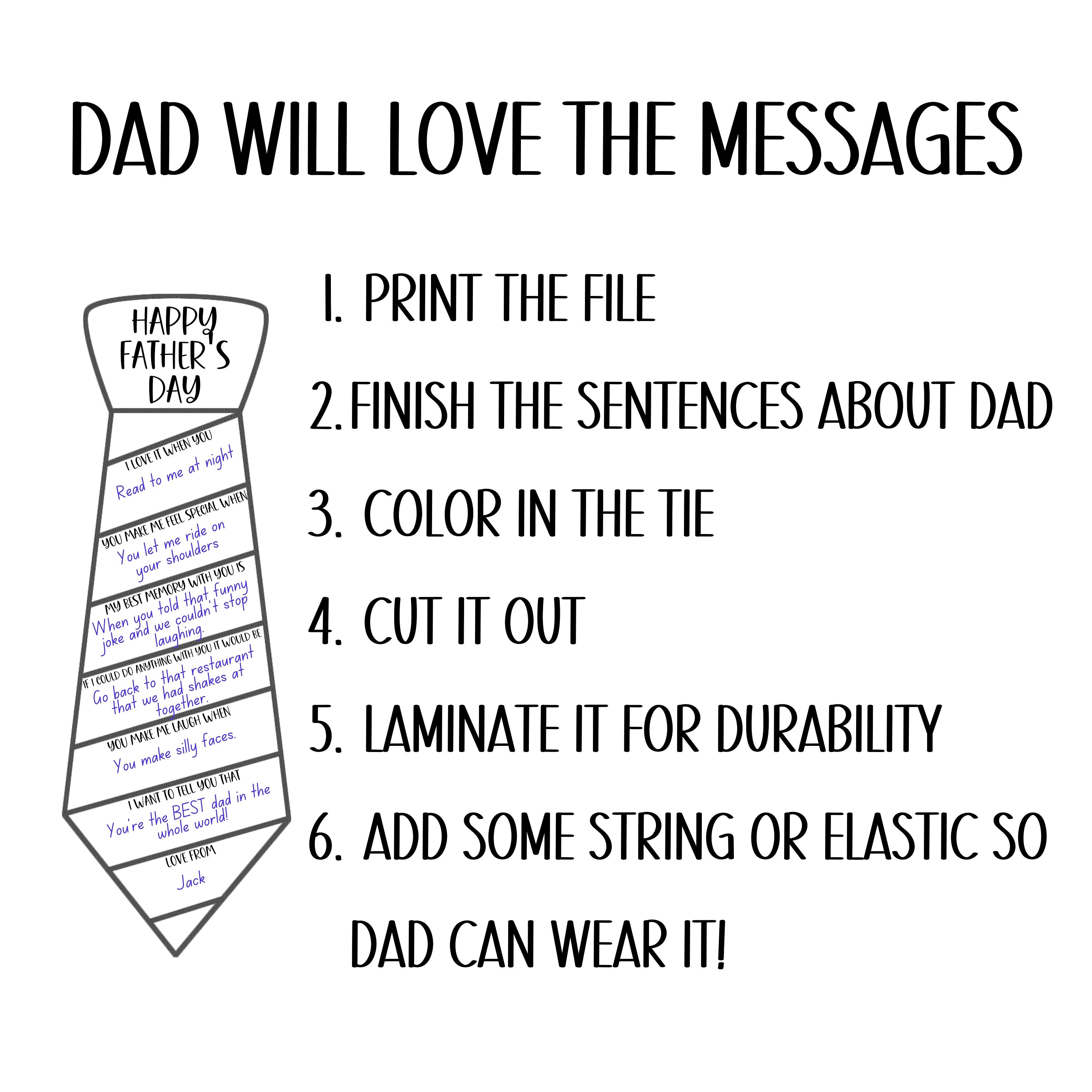 Fathers Day Tie Printable, Dad Tie Paper, All About My Dad, Necktie ...
