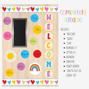 Boho Rainbow Classroom Door Display: Editable Welcome Sign (digital ...