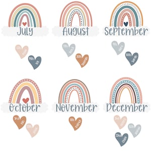 Boho Rainbow Classroom Birthday Chart: Editable Display (digital ...