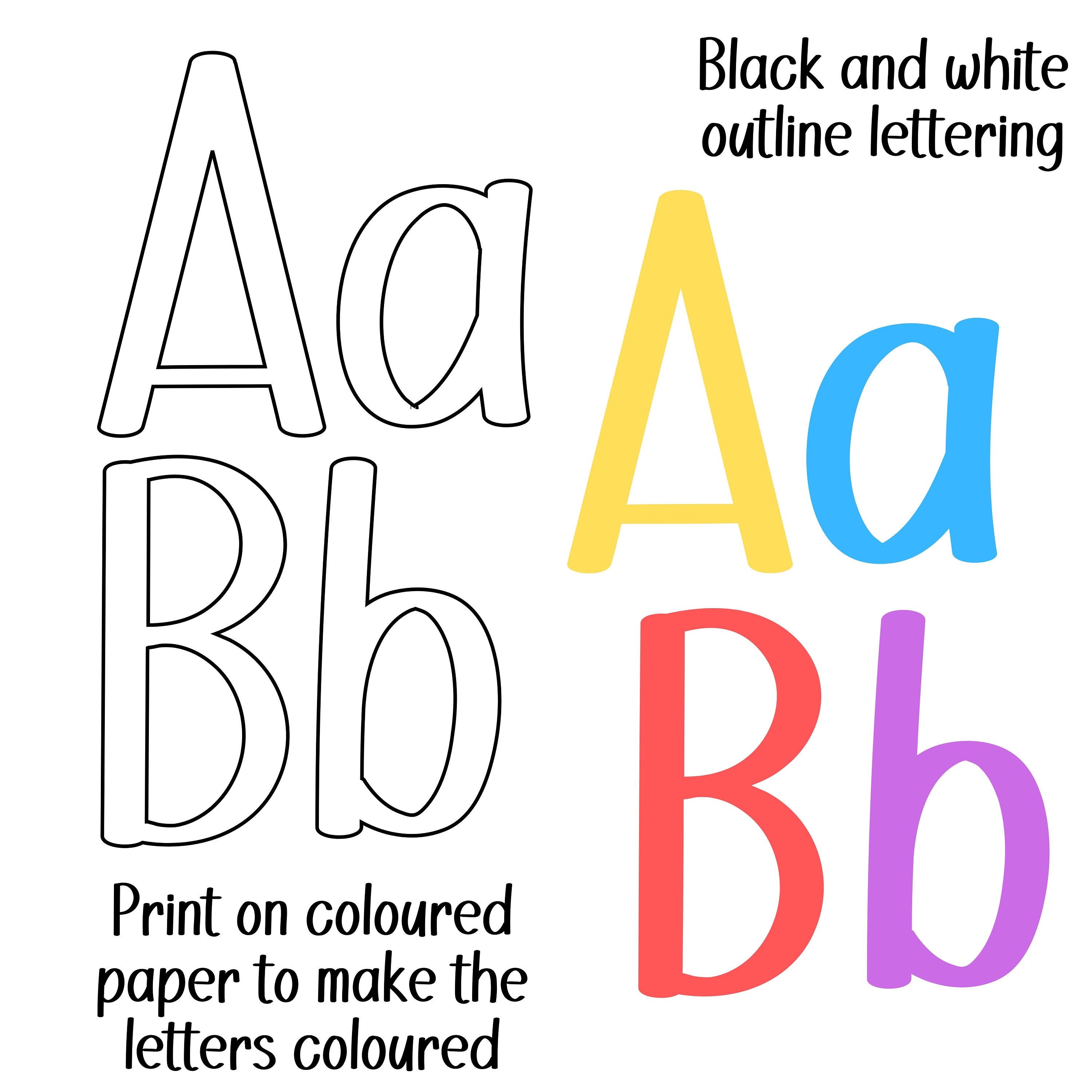 Printable Bulletin Board Lettering Pack: Blackline Classroom Decor (A4 ...