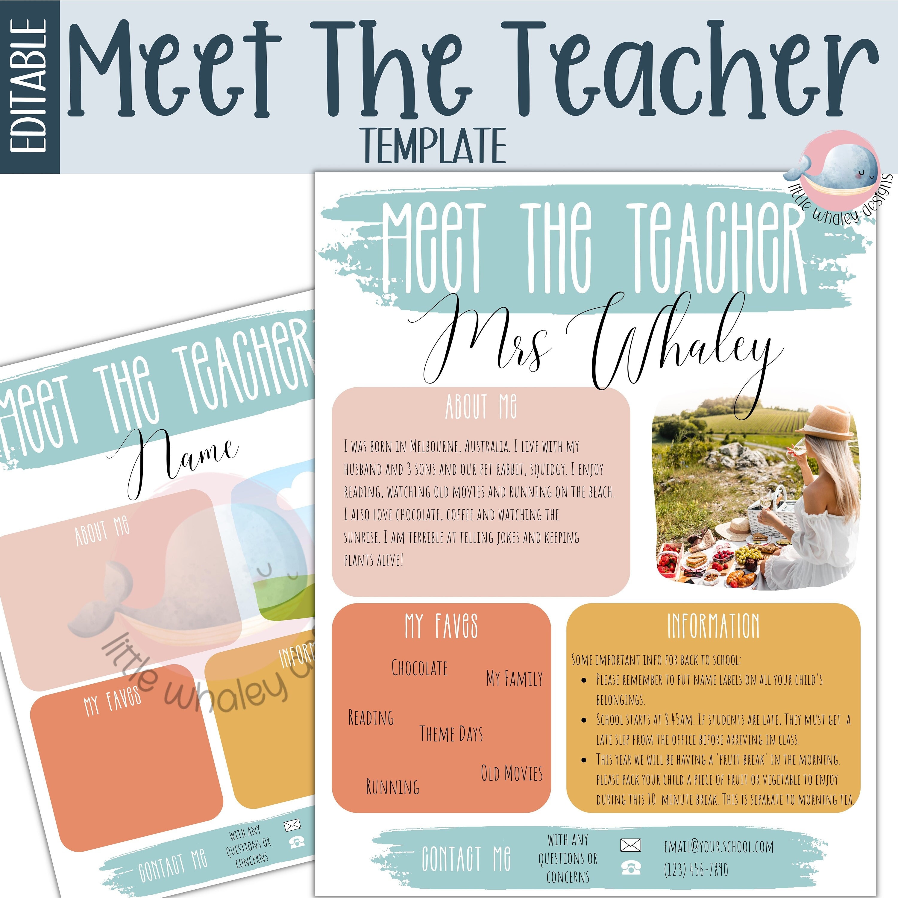 Boho Meet the Teacher Editable Template, Boho Teacher Information ...