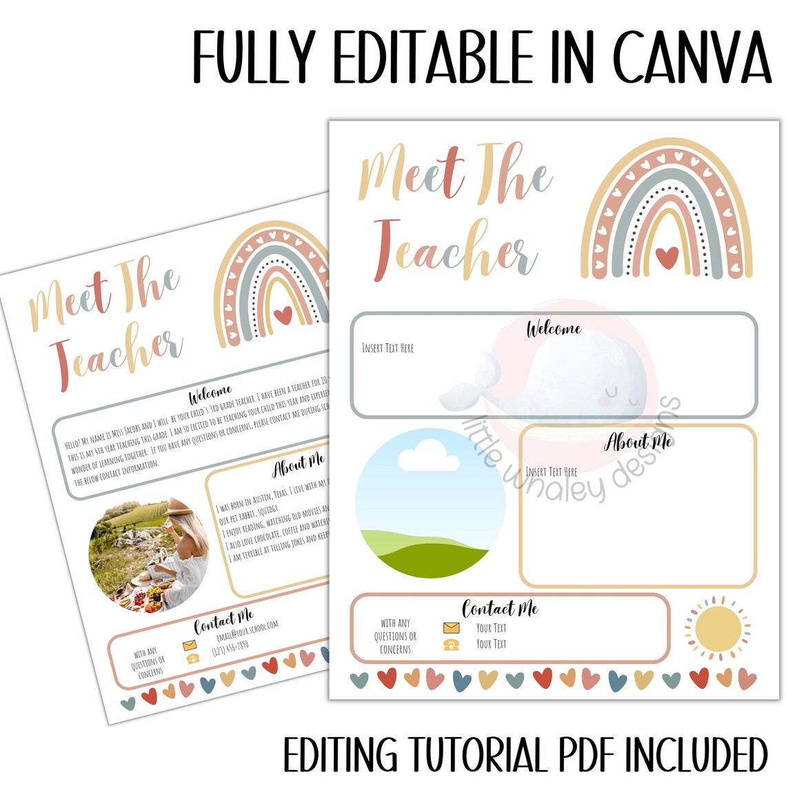 Boho Rainbow Meet the Teacher Template: Editable Canva Design (US ...