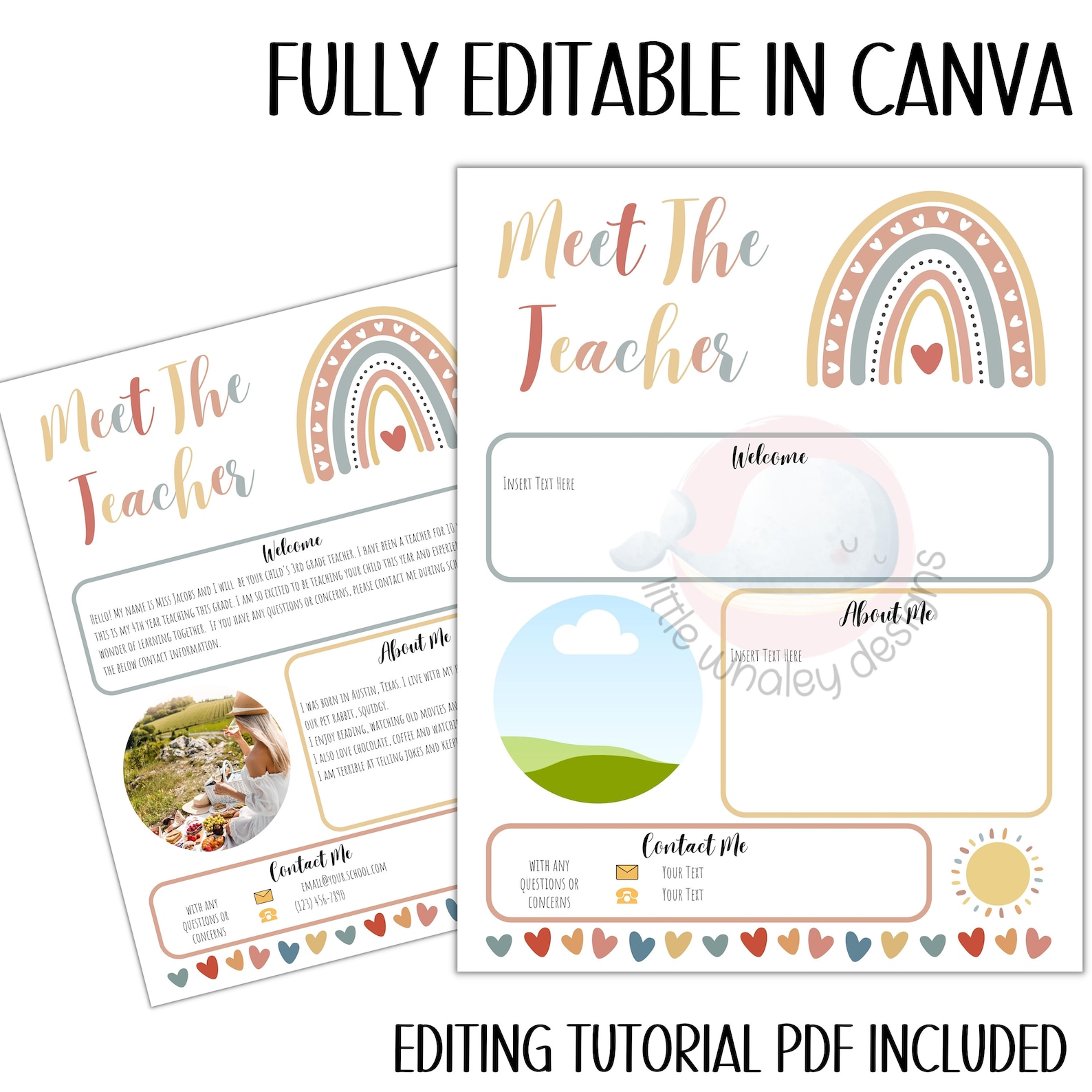 Boho Rainbow Meet the Teacher Template: Editable Canva Design (US ...