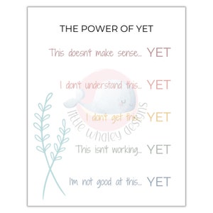 The Power of yet Poster, Boho Growth Mindset Poster, Calming Corner ...