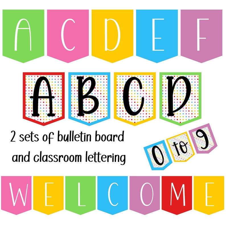 Bright Bulletin Board Lettering Set, Printable Bulletin Board Alphabet ...