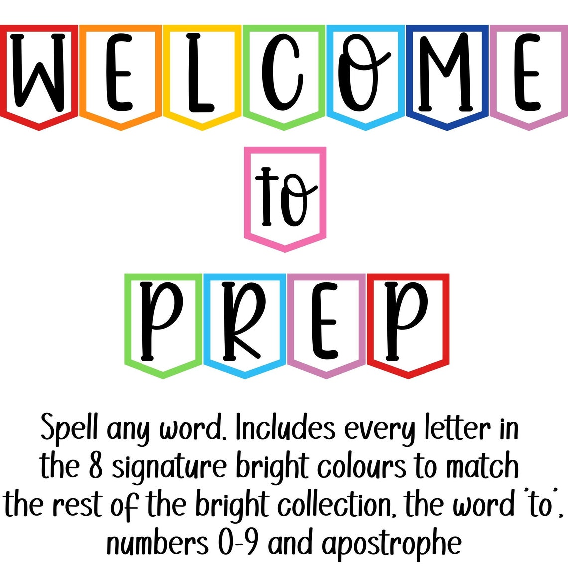 Bright Bulletin Board Letters & Numbers: Classroom Bunting (digital ...