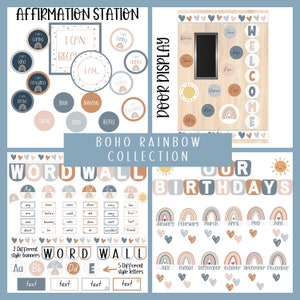 Boho Rainbow Classroom Birthday Chart: Editable Display (digital ...
