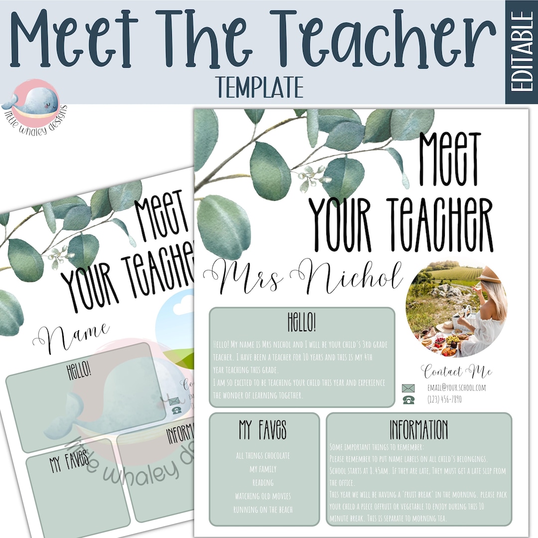 Botanical Meet the Teacher Editable Template, Teacher Introduction ...