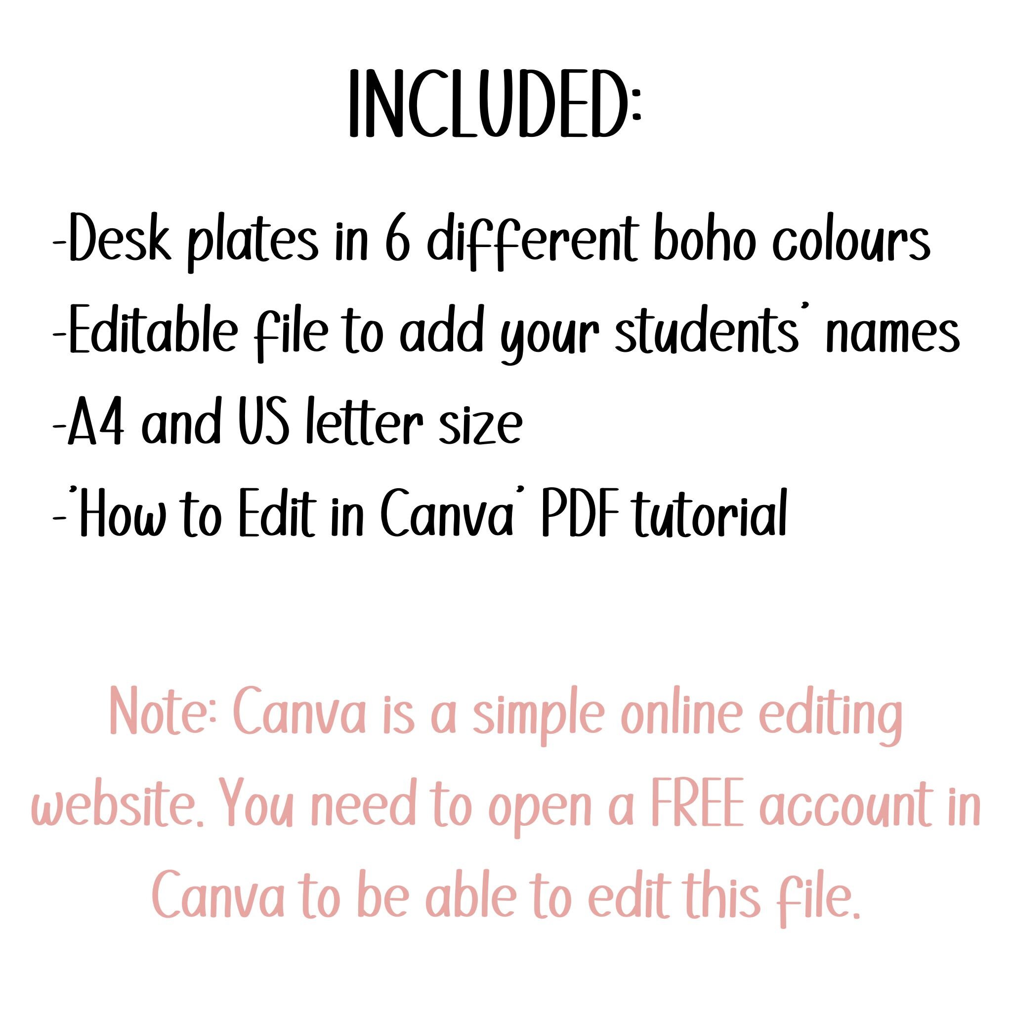 Boho Student Desk Name Plates: Alphabet & Numbers (digital Download) - Etsy