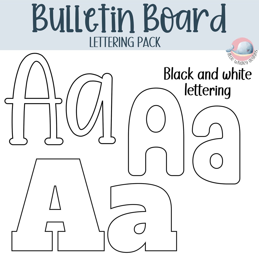 Printable Bulletin Board Lettering Pack: Blackline Classroom Decor ...