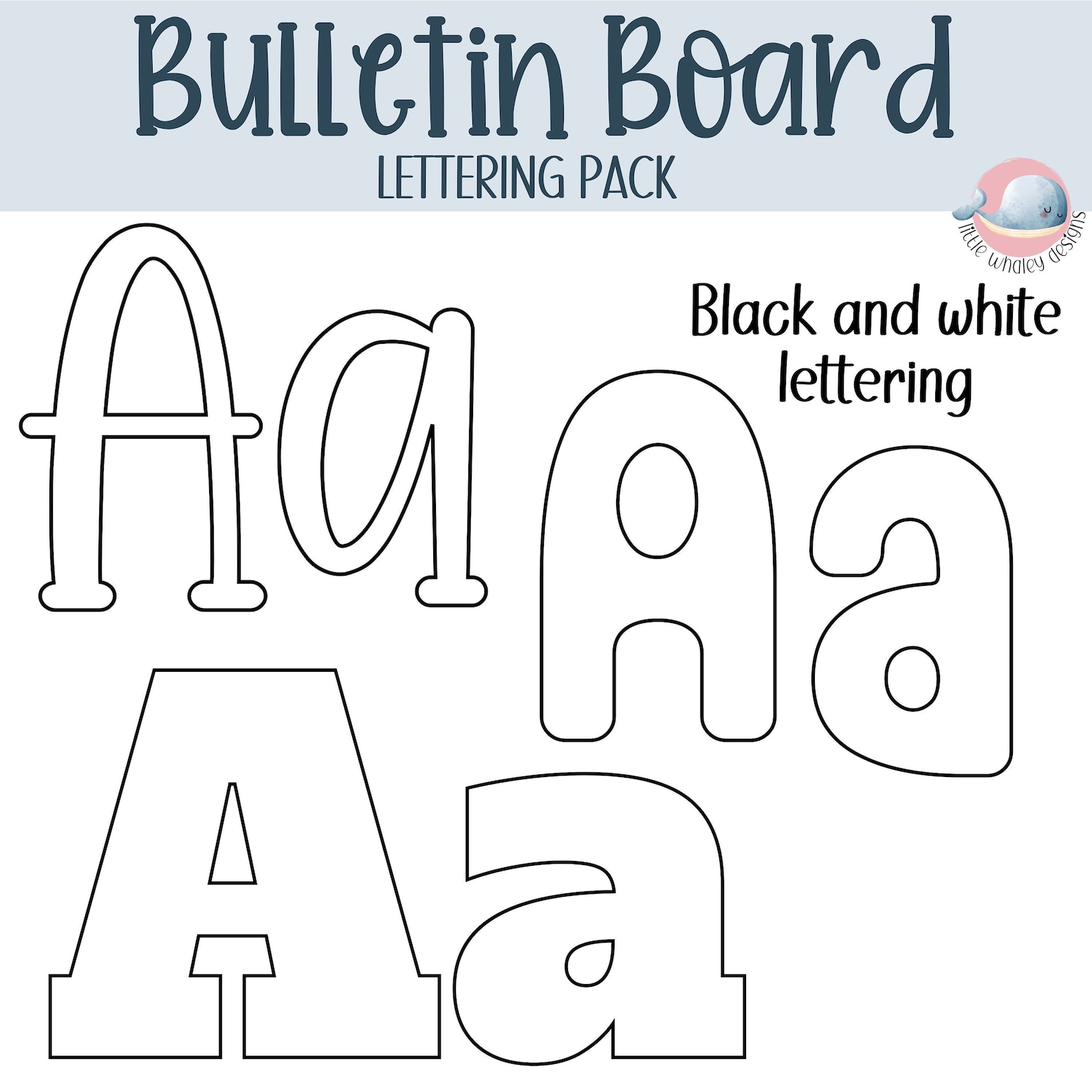 Printable Bulletin Board Lettering Pack: Blackline Classroom Decor ...