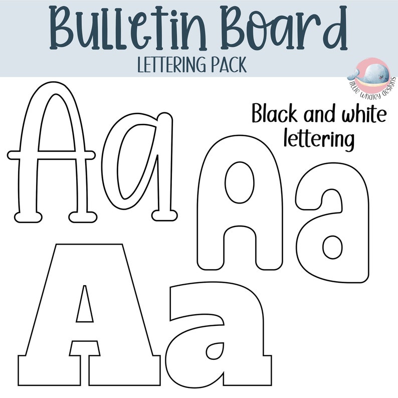 Printable Bulletin Board Lettering Pack: Blackline Classroom Decor ...