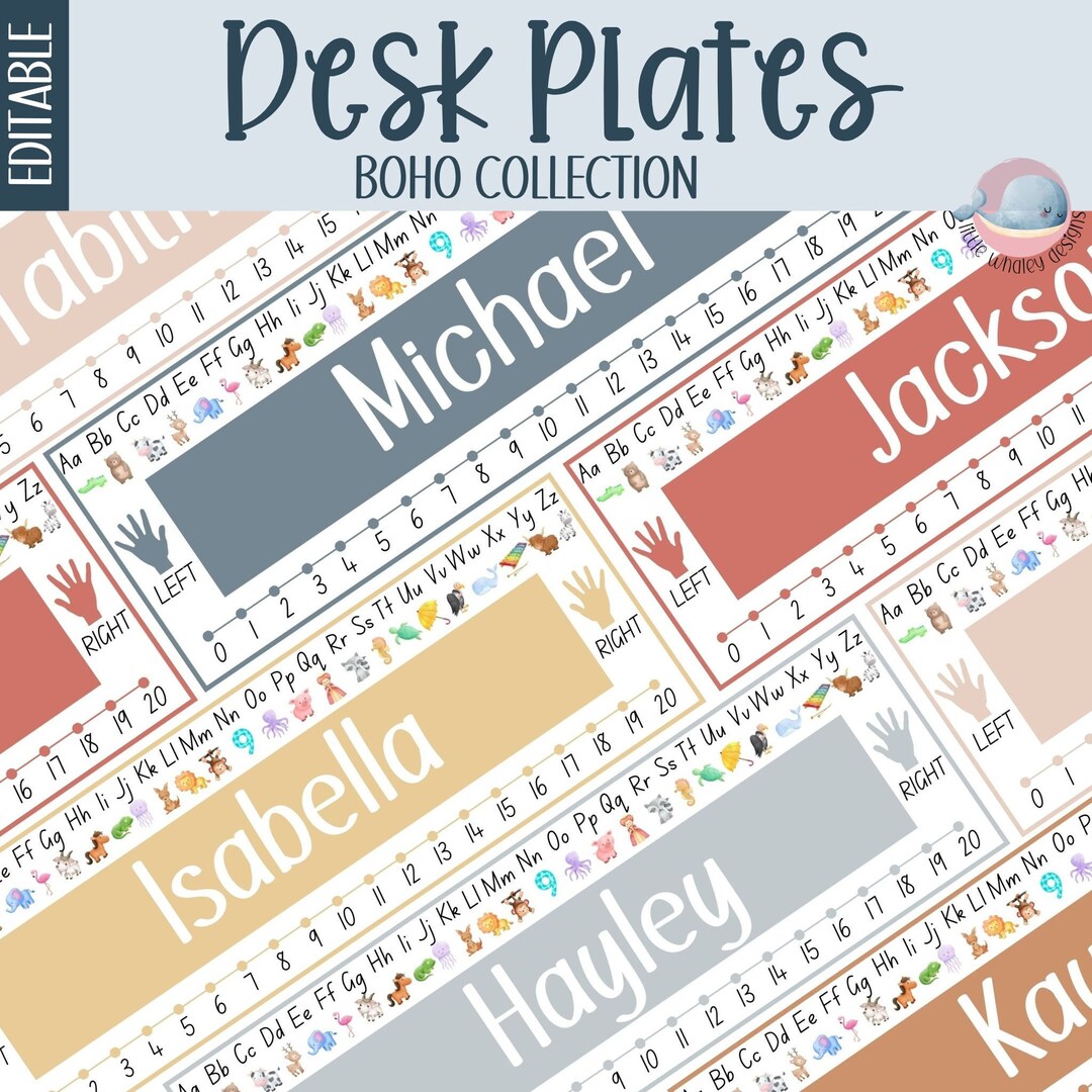 Boho Student Desk Name Plates: Alphabet & Numbers (digital Download) - Etsy