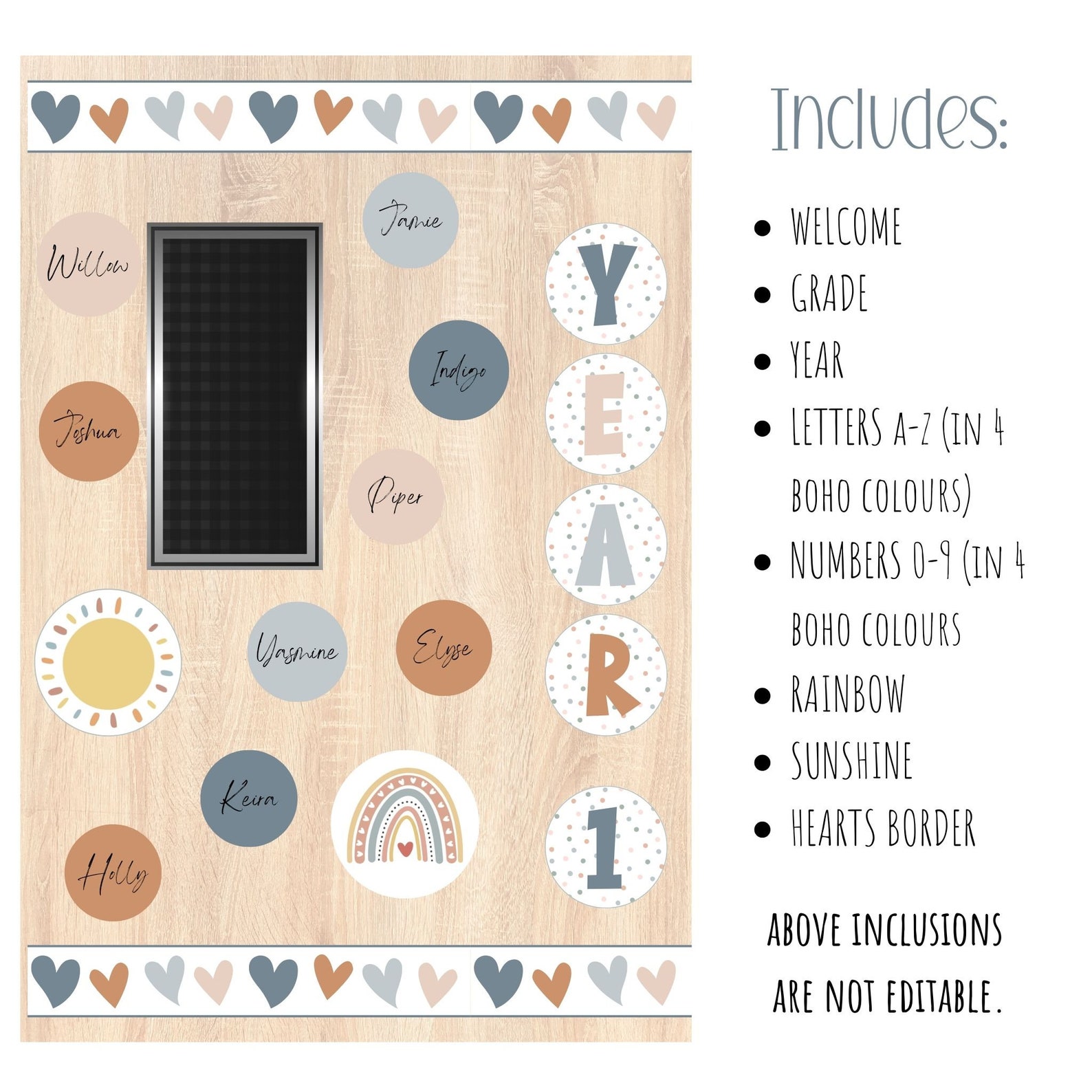 Boho Rainbow Classroom Door Display: Editable Welcome Sign (digital ...