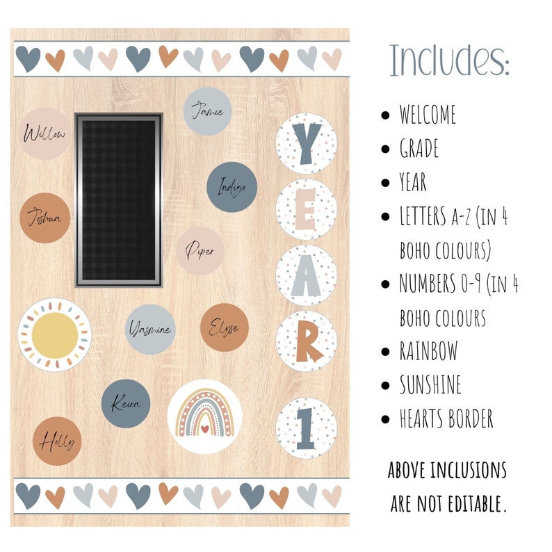 Boho Rainbow Classroom Door Display: Editable Welcome Sign (digital ...