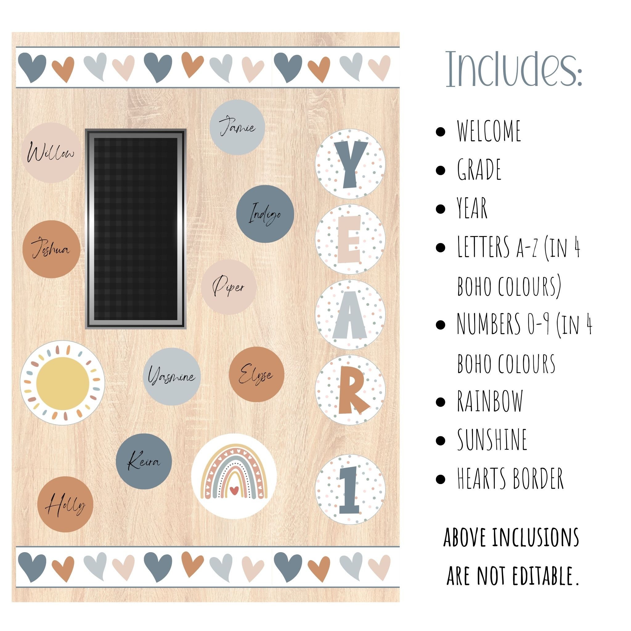 Boho Rainbow Classroom Door Display: Editable Welcome Sign (digital ...