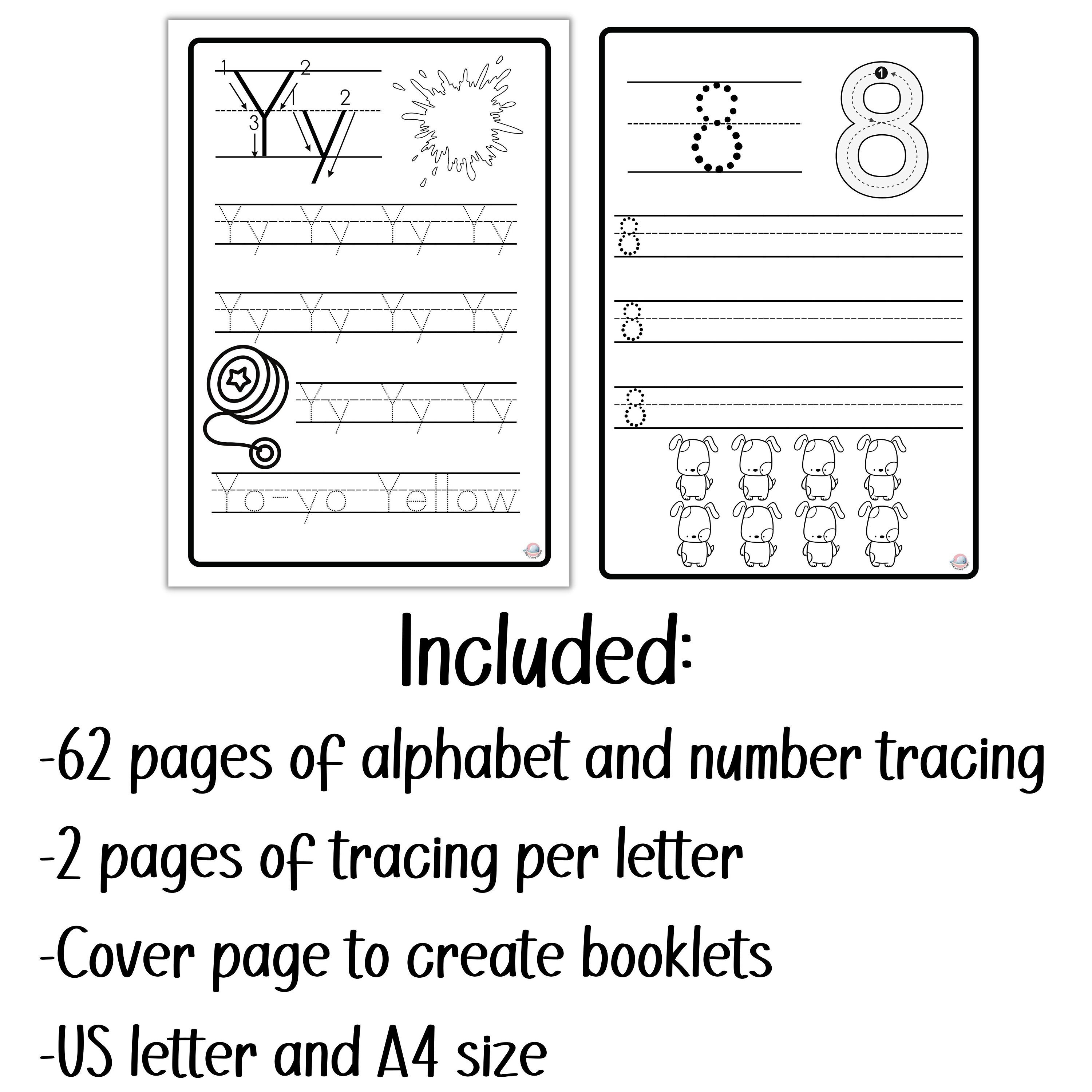 Alphabet and Number Tracing Workbook, Letters A to Z, Alphabet ...