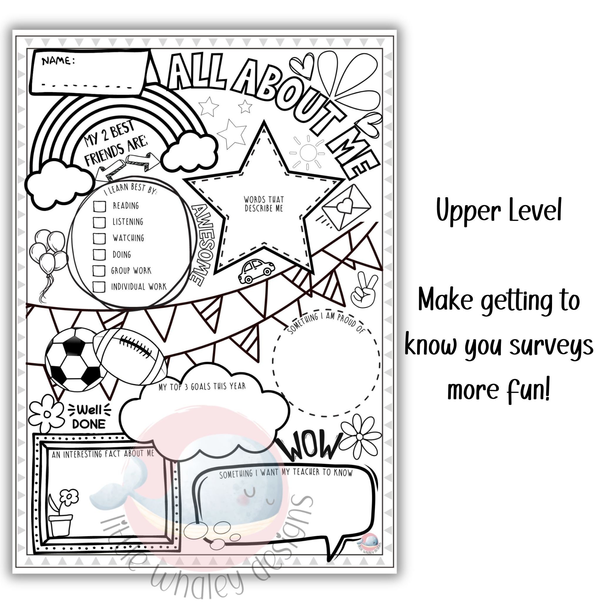 Printable All About Me Student Survey: Back to School Activity (digital ...