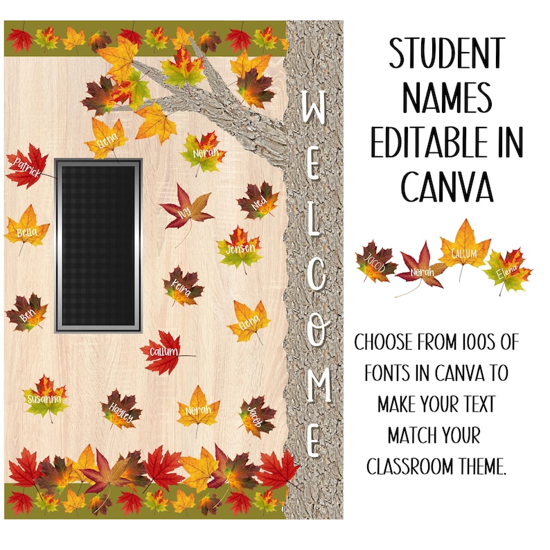 Fall Classroom Door Display: Editable Welcome Wall Decor (digital ...
