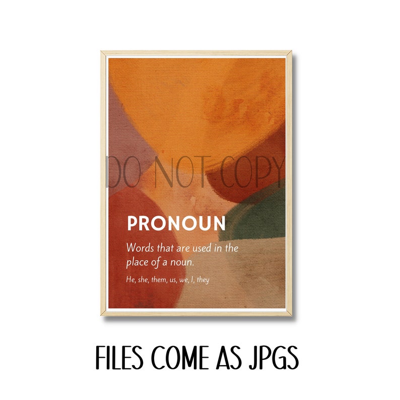 Parts of Speech Grammar Printable, Classroom Grammar Poster, Earthy ...