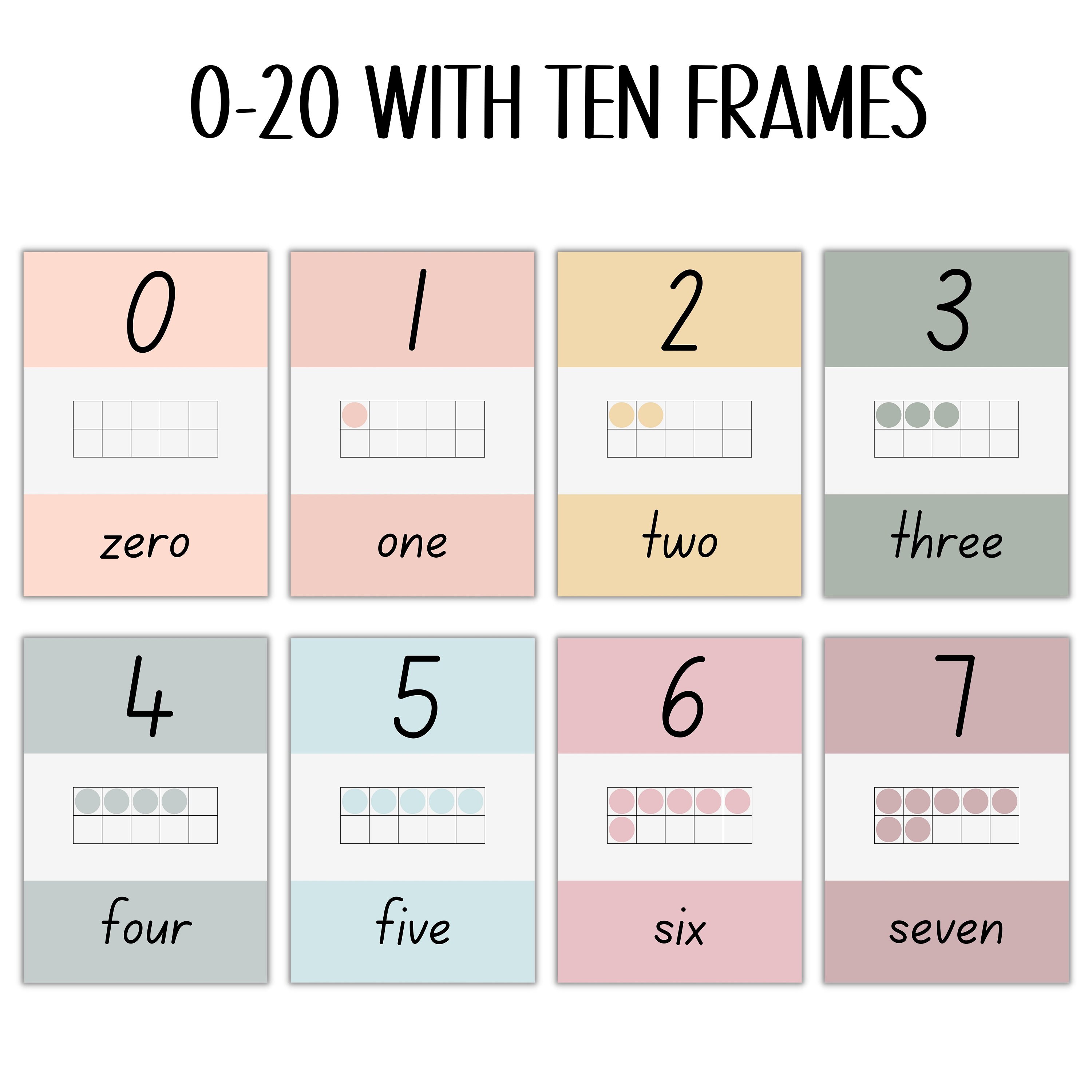 Pastel 0-20 Number Display Posters, Ten Frame Posters, Tally Mark ...