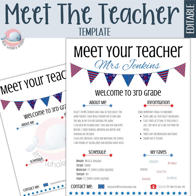 Editable Meet the Teacher Template: Printable Welcome Letter (US Letter ...