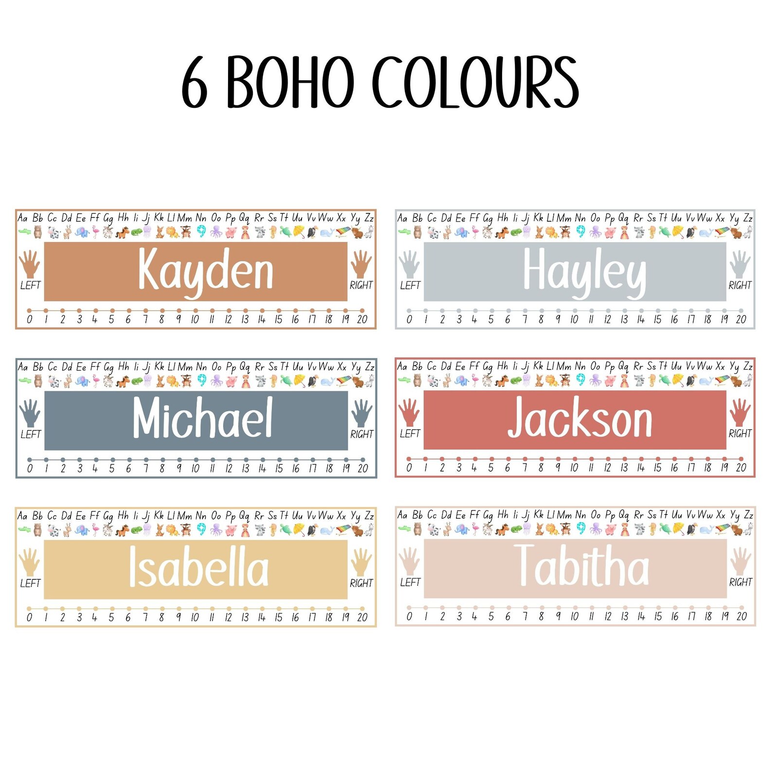 Boho Student Desk Name Plates: Alphabet & Numbers (digital Download) - Etsy