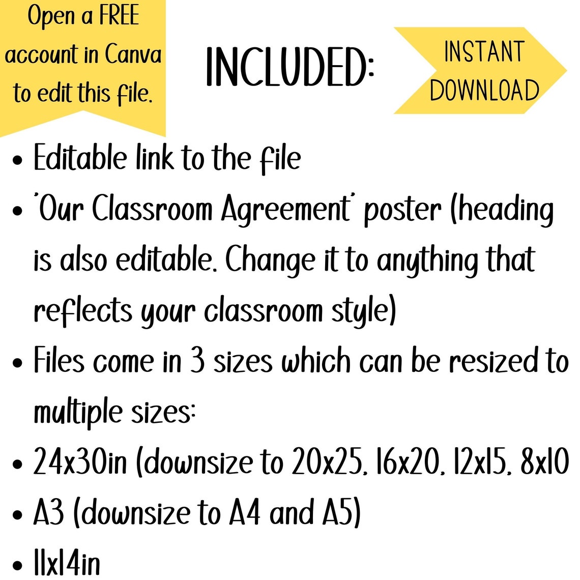 Editable Classroom Rules Poster: Bright Classroom Agreement (digital ...