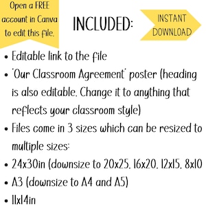 Editable Classroom Rules Poster, Classroom Agreement Poster, Bright ...