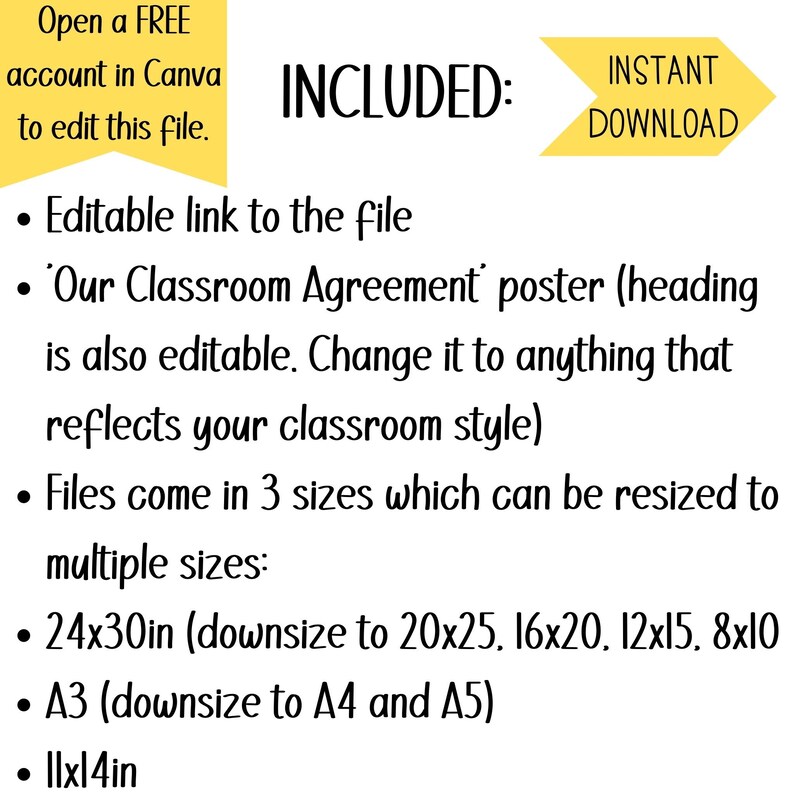 Editable Classroom Rules Poster: Bright Classroom Agreement (digital ...