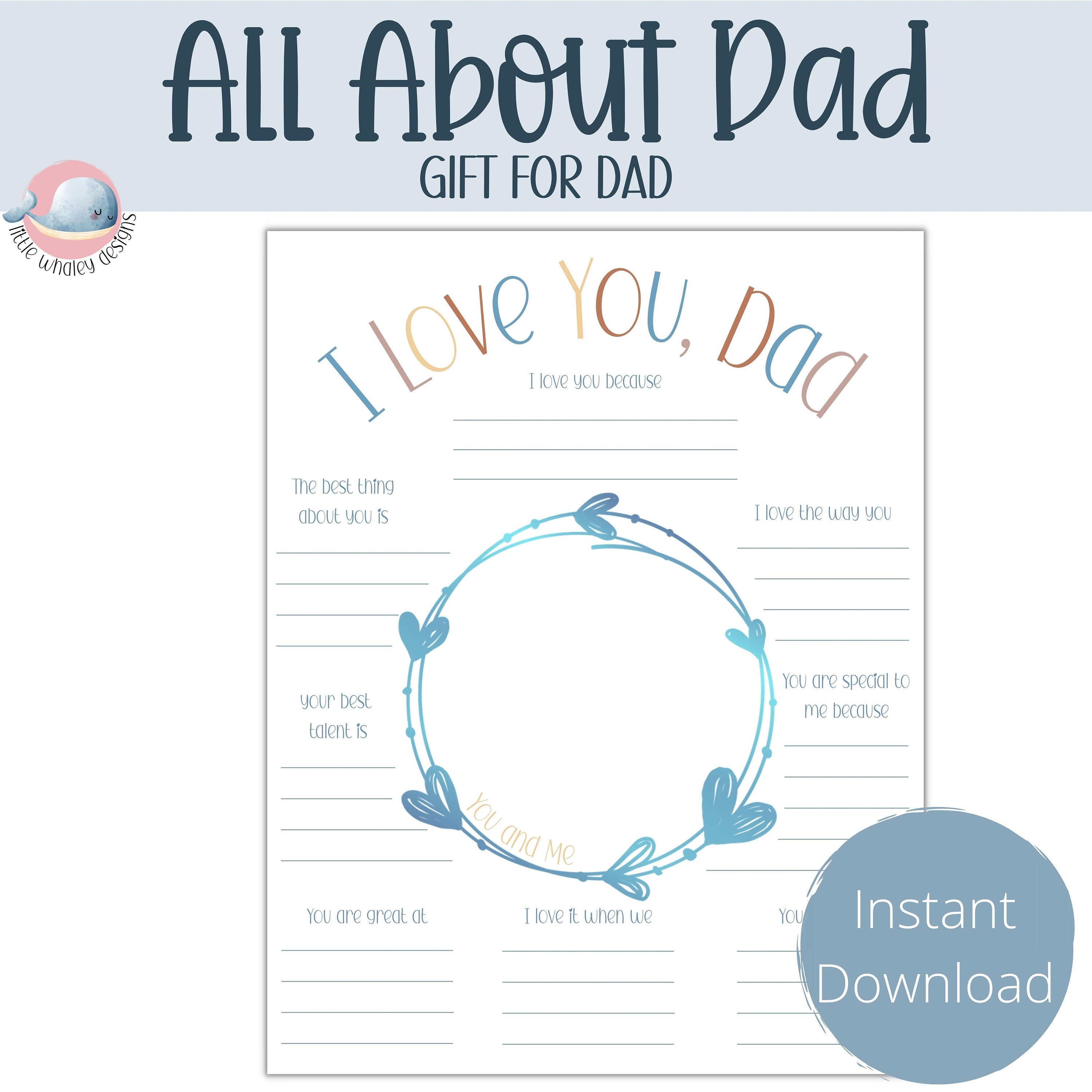 All About Dad Printable: Father's Day Activity Card (digital Download ...